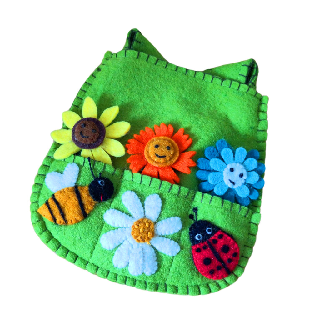 Finger puppet bag - bright flowers - Koseli
